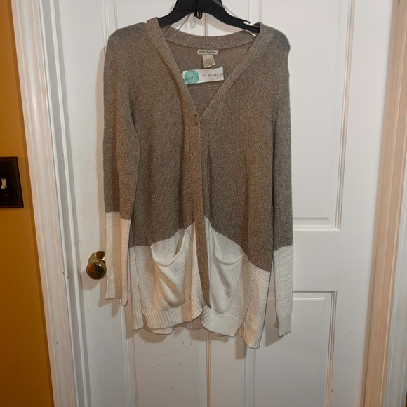 Cotton Emporium | Sweaters | Cotton Emporium Tan Cream Cardigan Open ...